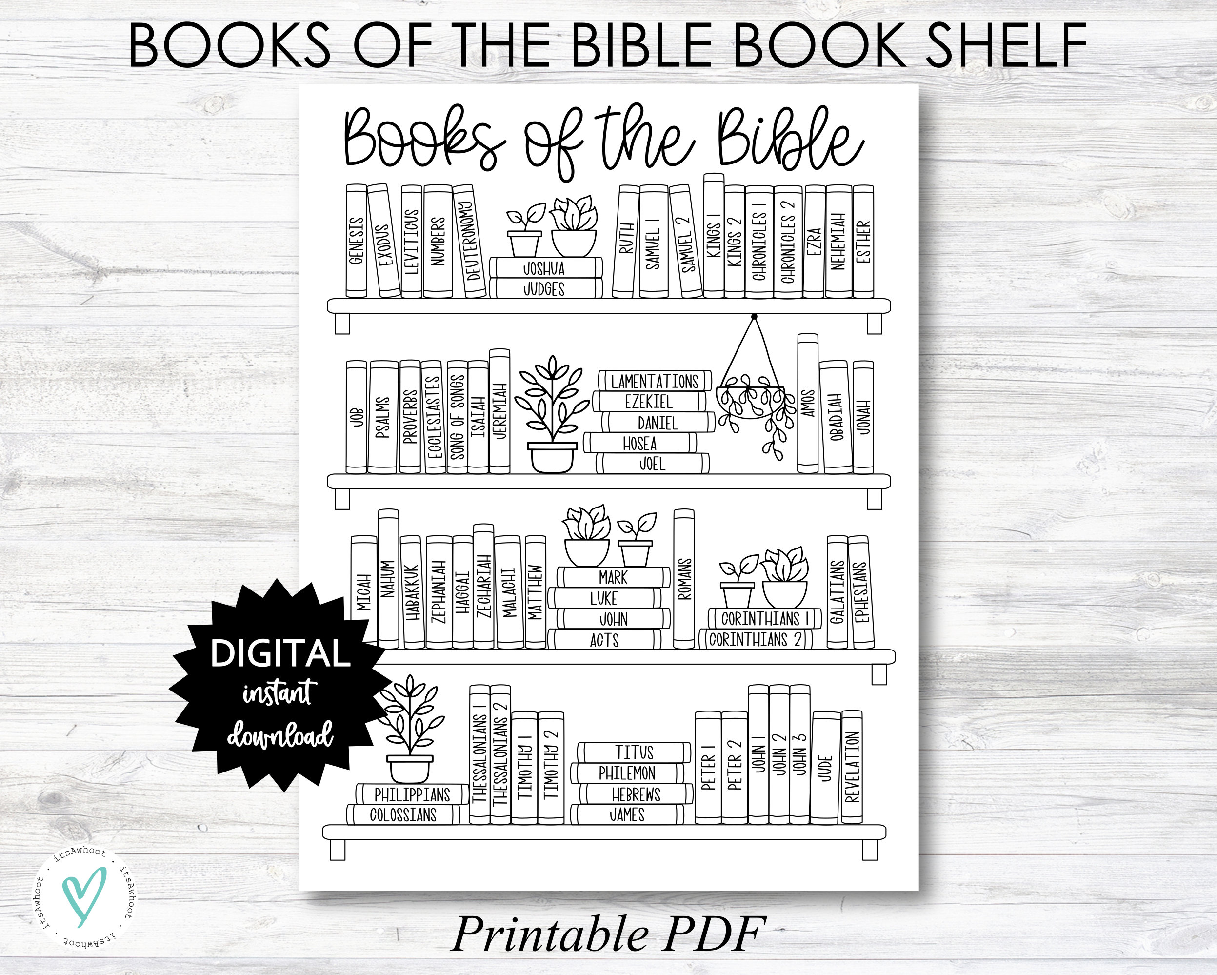 Books of the Bible BOOK SHELF Tracker, Bible Books Coloring Page ...