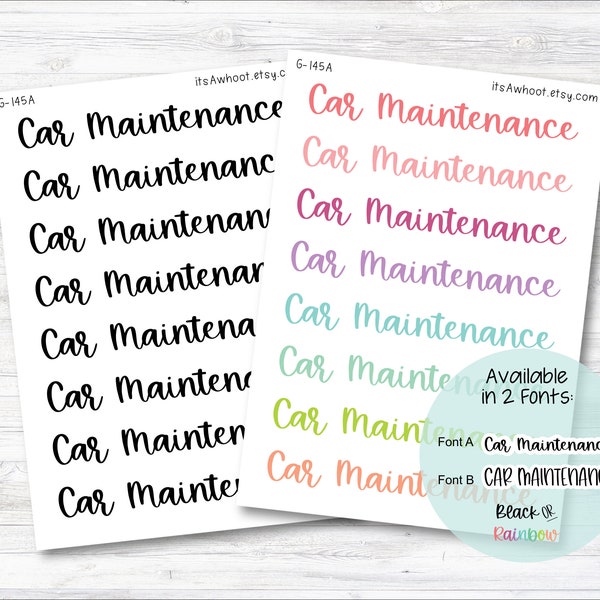 Car Maintenance Stickers - Etsy