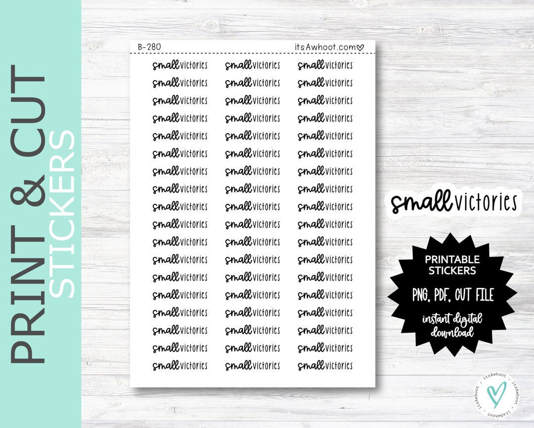 Small Victories Mixed Script PRINT & CUT Planner Stickers (B280PC) - Etsy