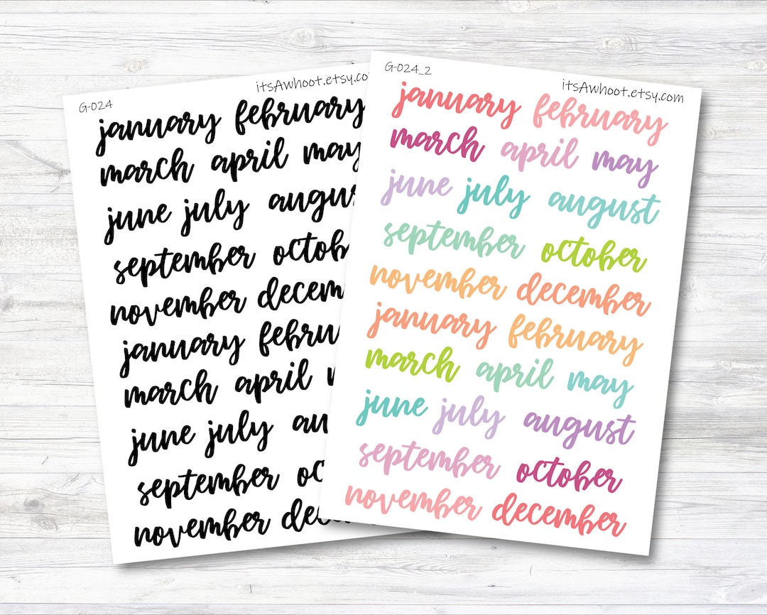 Month Script Planner Stickers (G024B) - Etsy