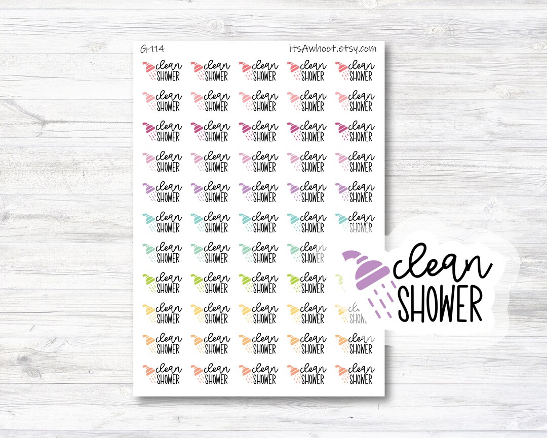 Clean Shower Script Planner Stickers, Clean Shower Reminder Stickers ...
