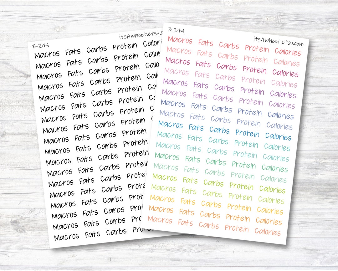 Macro Tracking Stickers, Macros Planner Stickers (B244) - Etsy