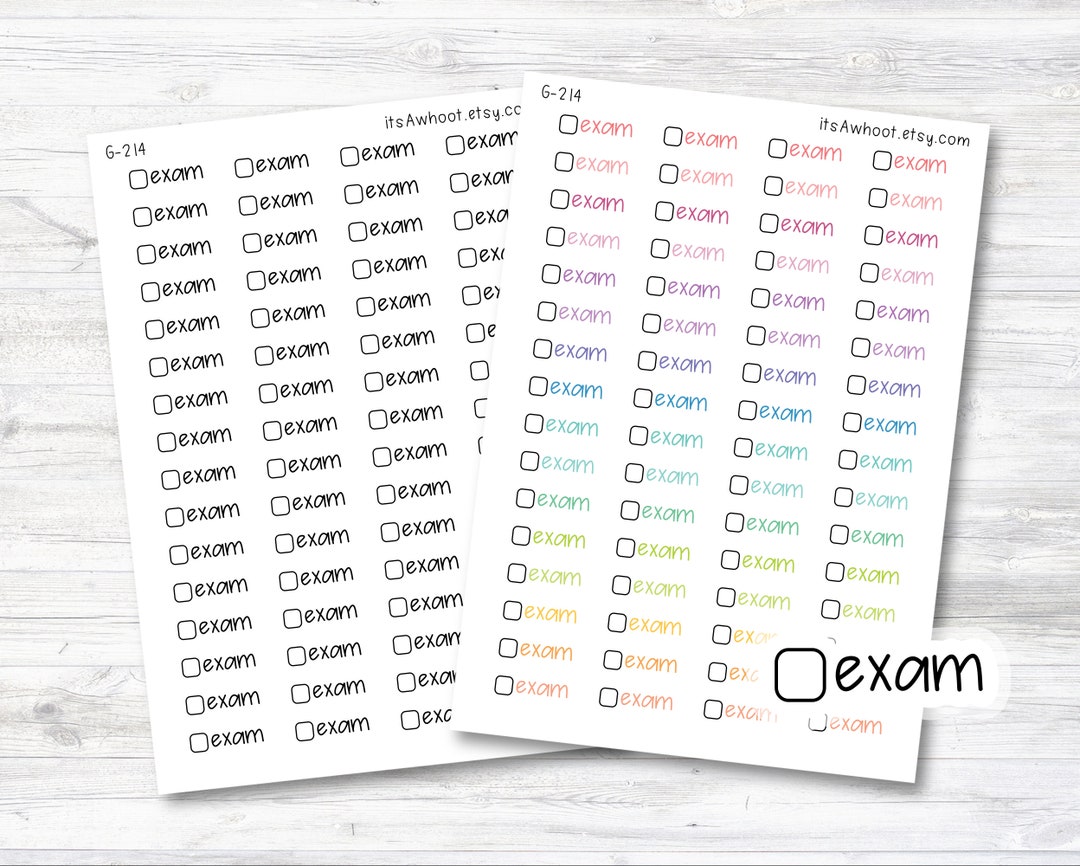 EXAM Script Stickers With Checkbox Planner Stickers (G214) - Etsy