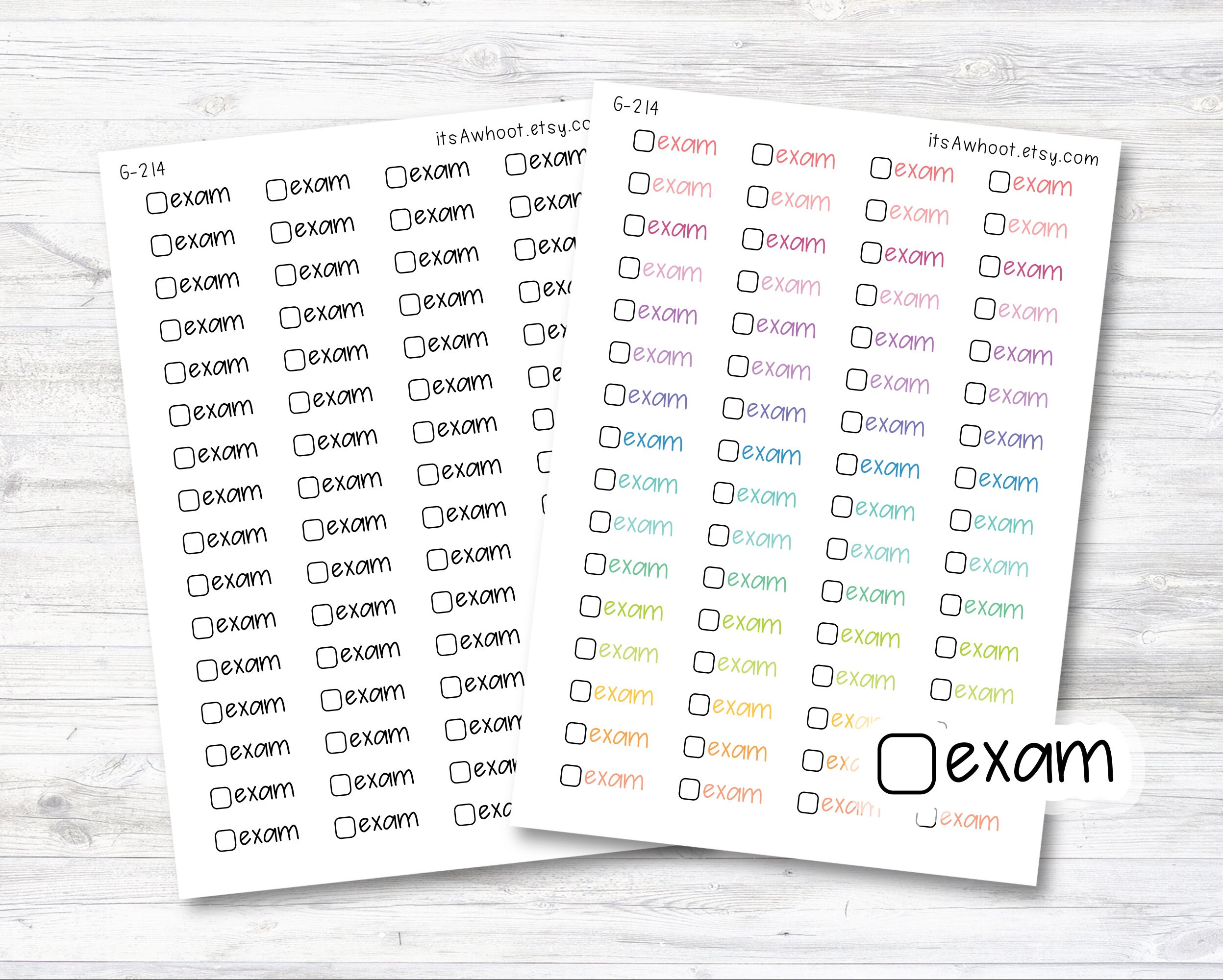 EXAM Script Stickers With Checkbox Planner Stickers G214 - Etsy