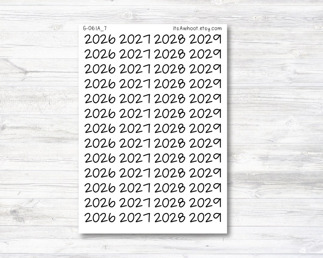 Year Script Planner Stickers - 2026-2029 / 2026, 2027, 2028, 2029 ...