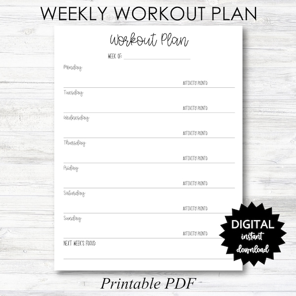 Workout Plan - Etsy