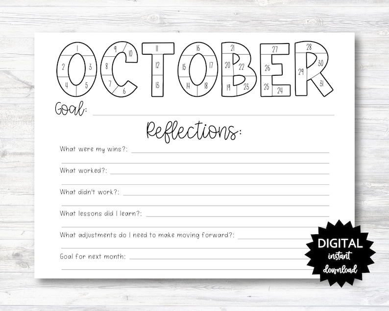 October Habit Tracker Coloring Sheet Printable Month Habit - Etsy