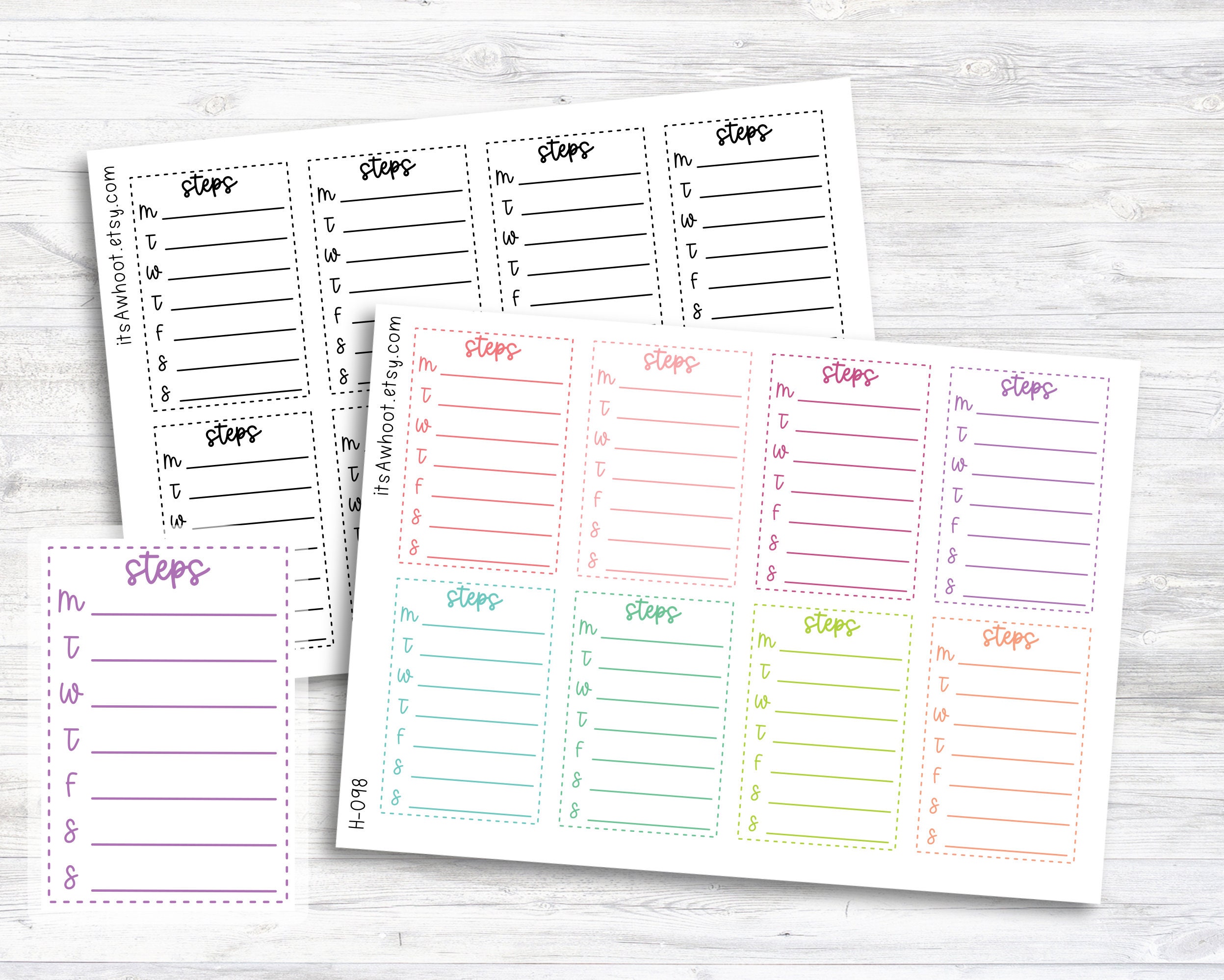 Steps Sidebar Stickers, Weekly Step Tracking, Daily Steps Tracking ...