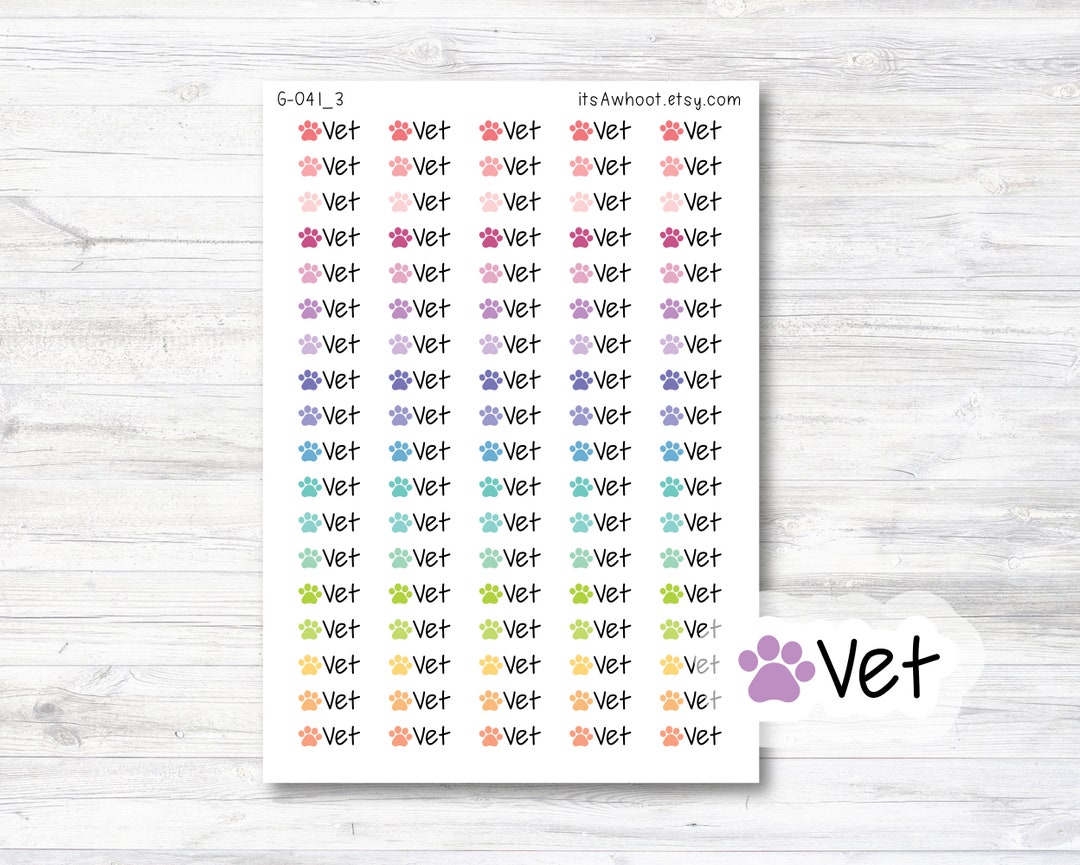Vet Planner Stickers, Vet Paw Print Planner Stickers (G041_3) - Etsy