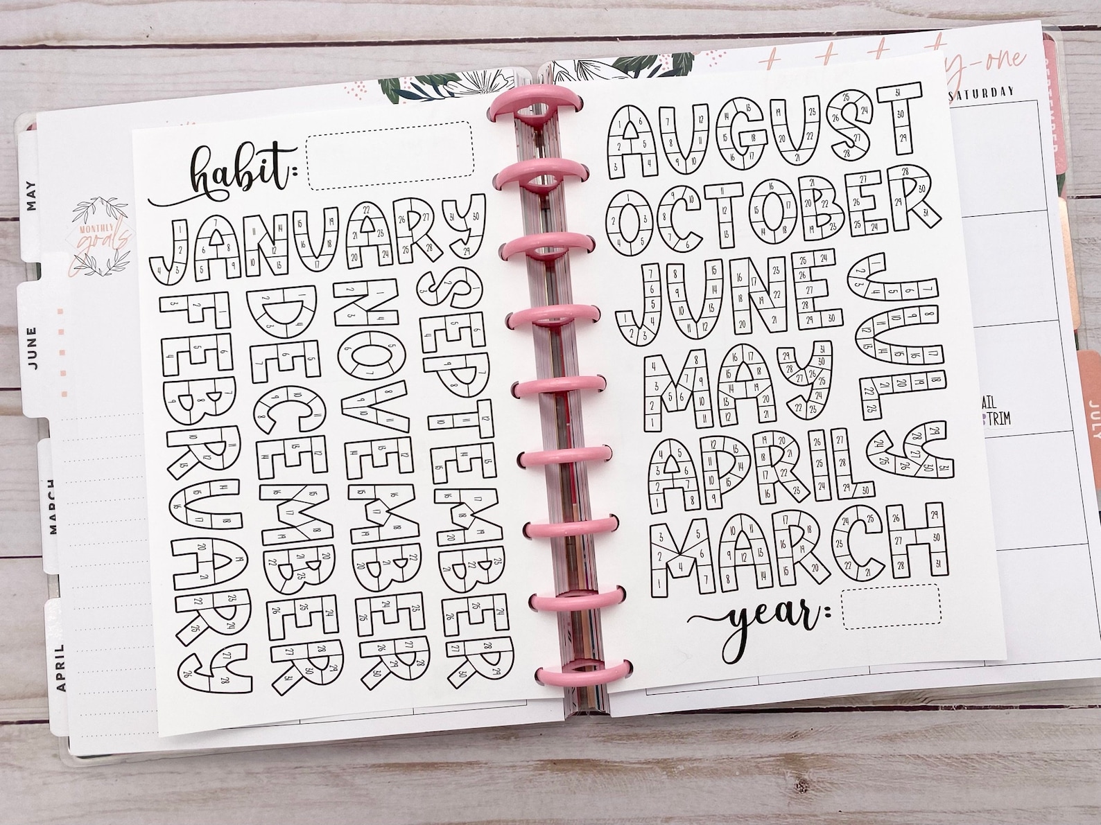Habit Tracker Coloring Sheet, Month Habit Tracker Coloring Planner ...