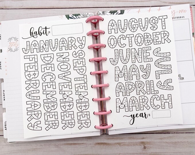 Habit Tracker Coloring Sheet, Month Habit Tracker Coloring Planner ...