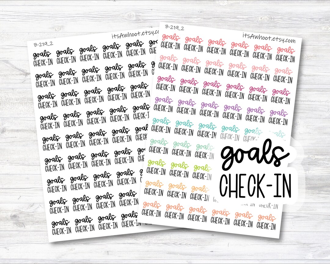 Goals Check-in Planner Sticker, Goals Check in Sticker, Goals Check-in ...
