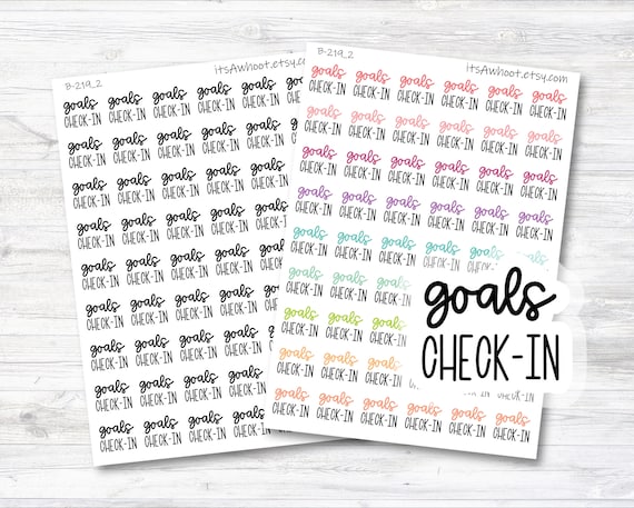 Goals Check-in Planner Sticker Goals Check in Sticker Goals | Etsy