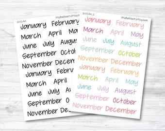 Month Script Planner Stickers G024B | Etsy