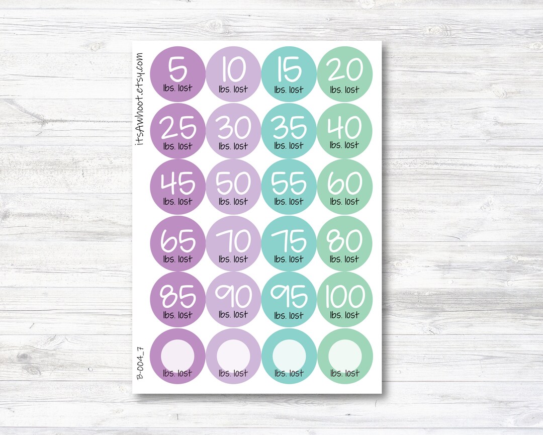 Weight Loss Milestone Stickers, 5-100 Lbs Lost B004_7 - Etsy