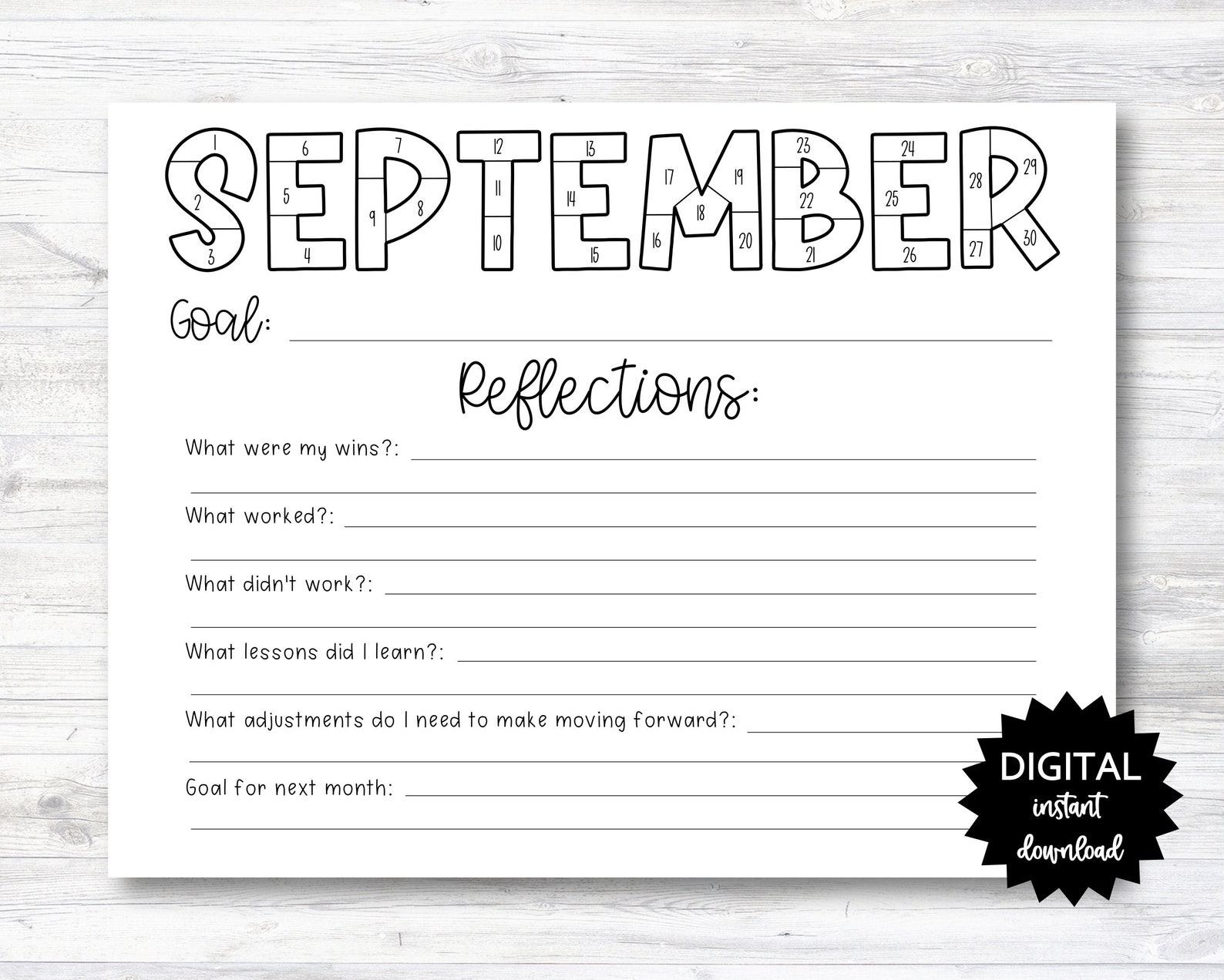 September Habit Tracker Coloring Sheet Printable Month Habit - Etsy