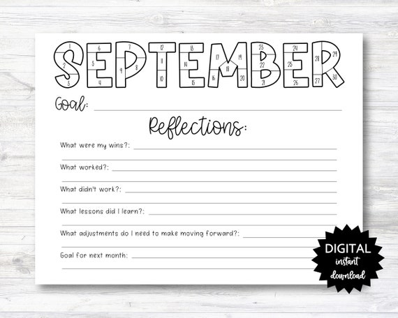 September Habit Tracker Coloring Sheet Printable Month Habit - Etsy