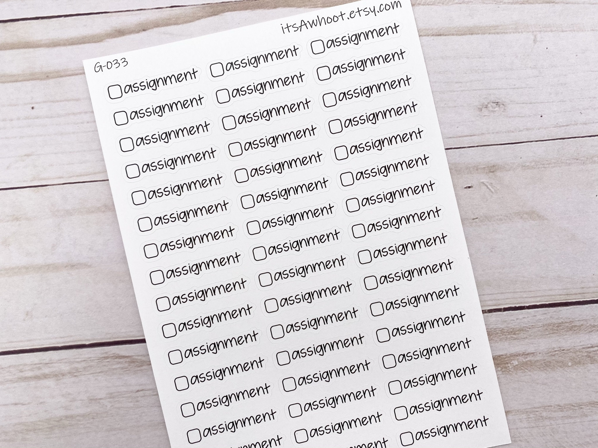 Assignment Stickers with Checkbox Planner Stickers G033 | Etsy