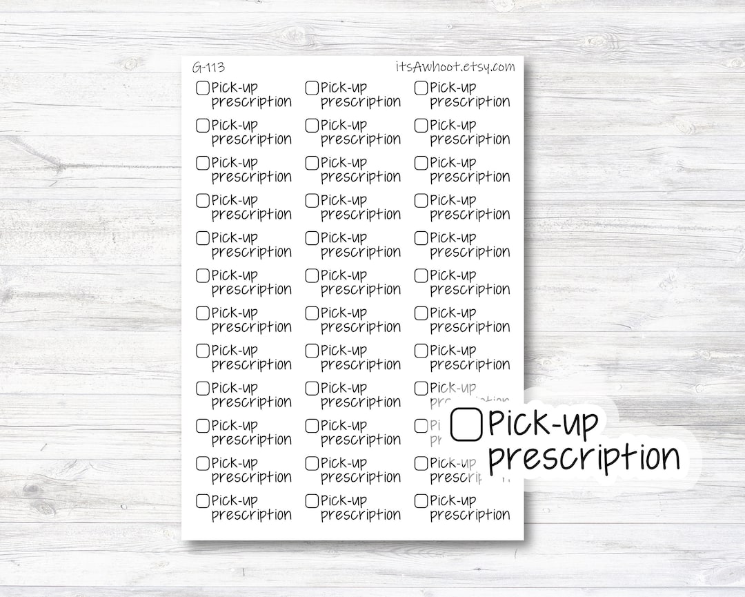 Pick-up Prescription Script Stickers, Pick-up Prescription Planner ...