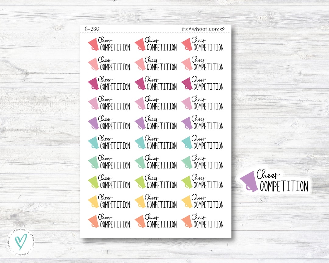 Cheer Competition Planner Stickers, Script Cheerleading Stickers (G280 ...