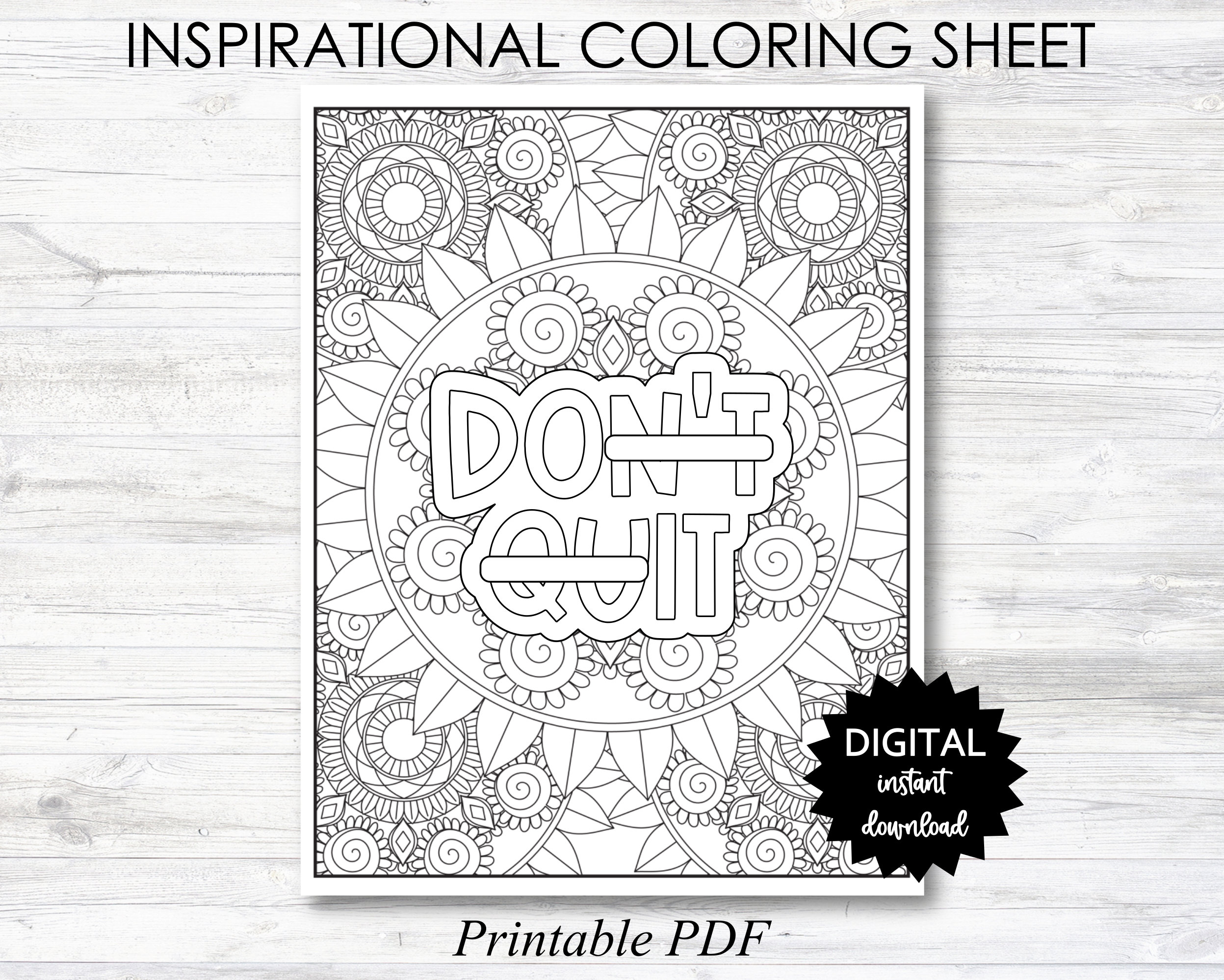 Don't Quit Printable, Do It Coloring Sheet, Inspirational Coloring Page ...