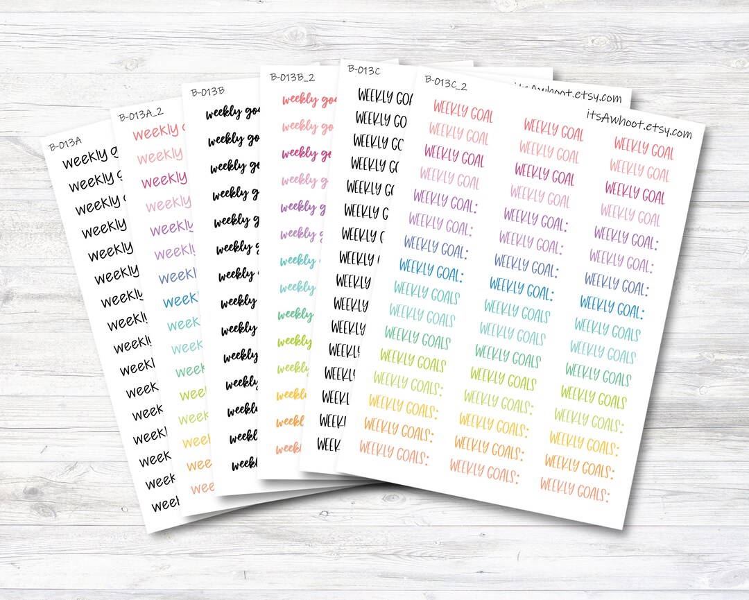 Weekly Goals Stickers, Weekly Goals Script Stickers (B013) - Etsy