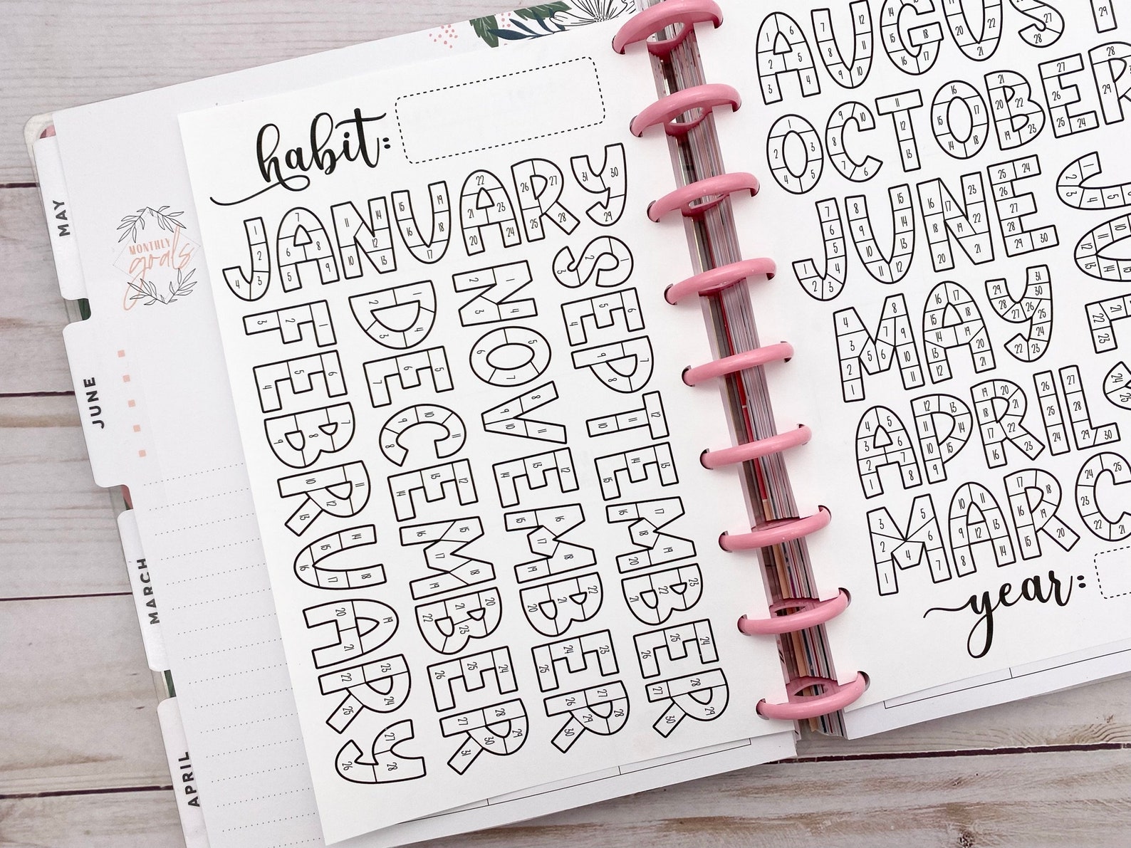 Habit Tracker Coloring Sheet, Month Habit Tracker Coloring Planner ...