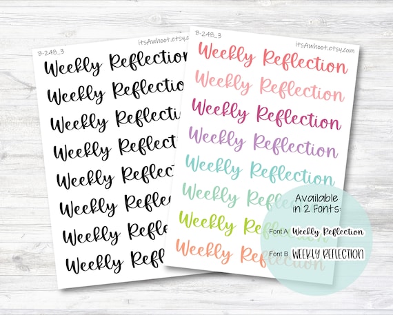 Weekly Reflection Script Stickers Weekly Reflection Planner - Etsy