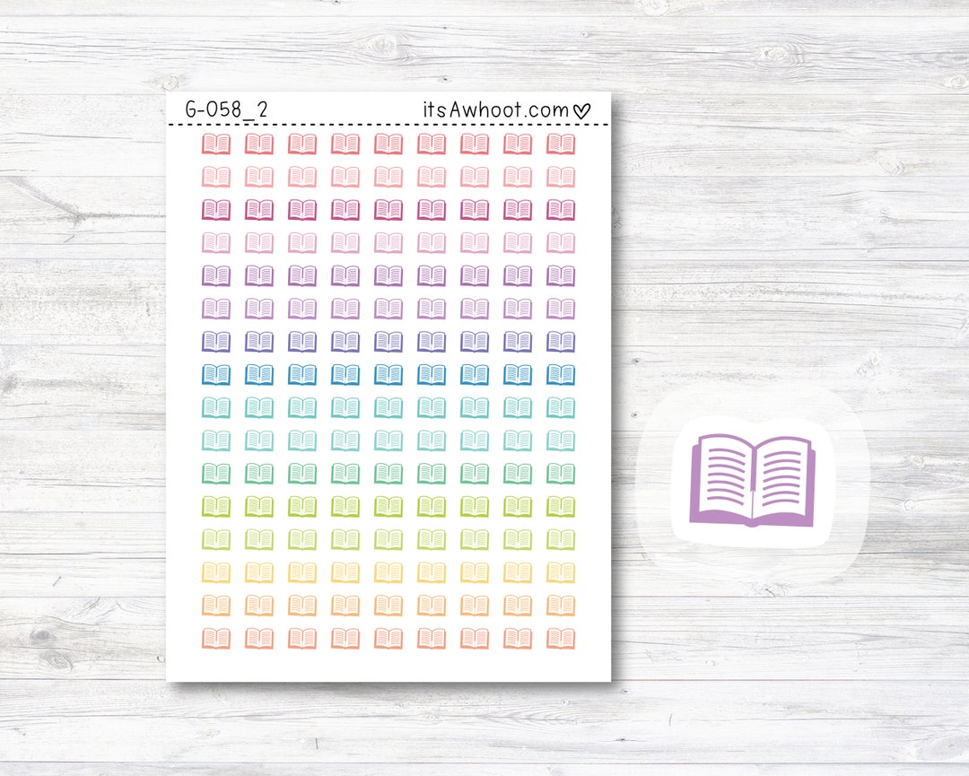 Book / Read Planner Stickers, Book / Read Icon Stickers - Mini .25 ...
