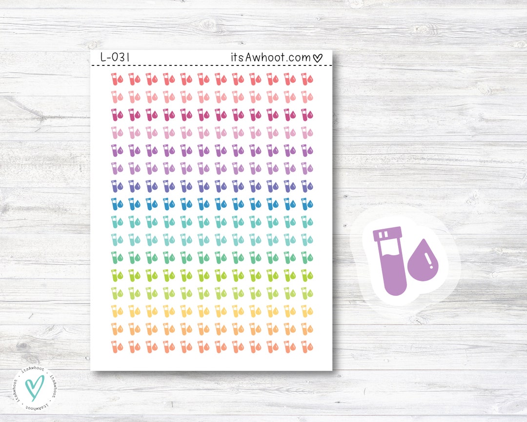 Blood Work / Blood Test Stickers - Mini .25" Tall - SMALL DECO SHEET ...
