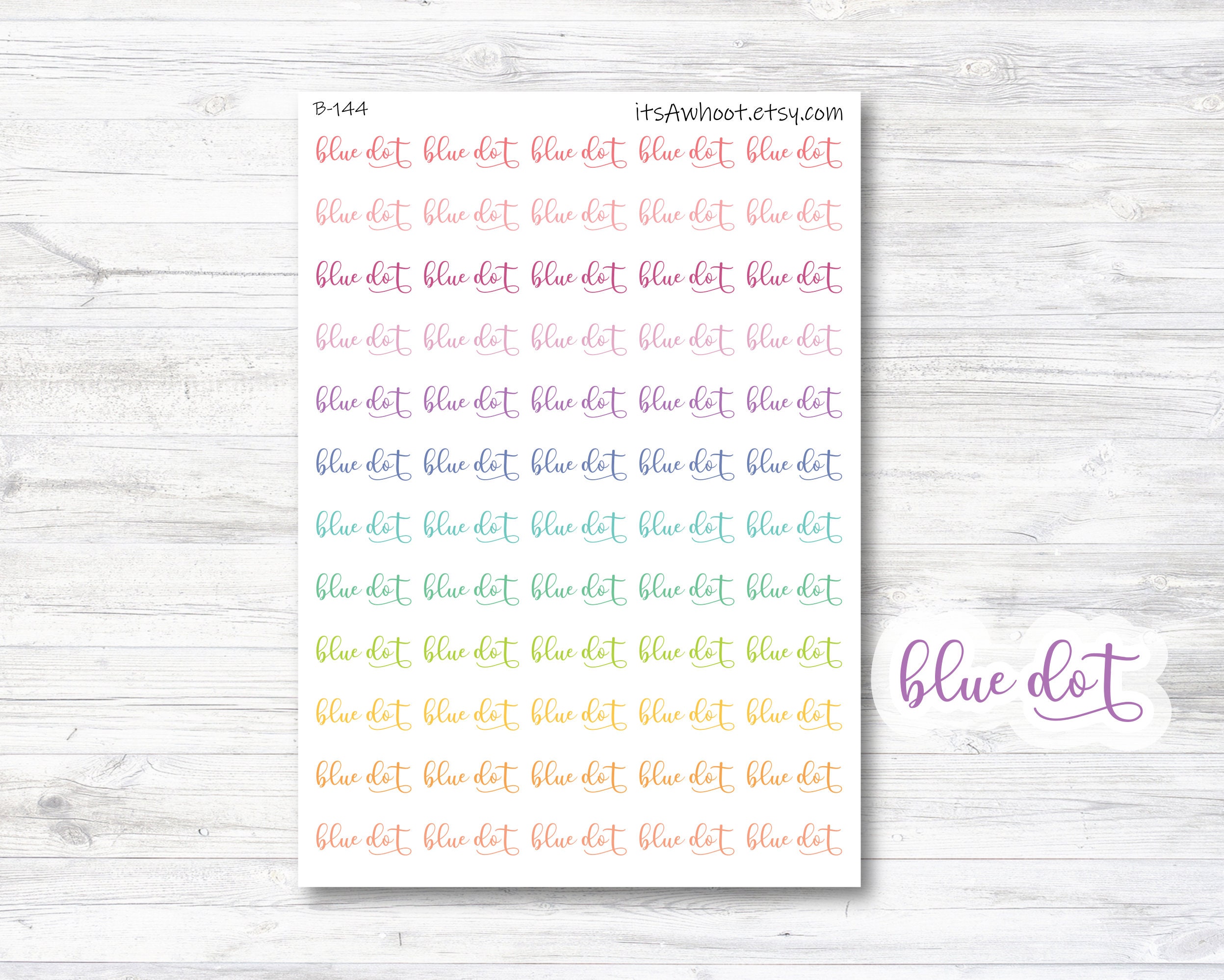 MediumSet of 54 B134 Blue Dot Stickers Weight Watchers Weekly Planner ...