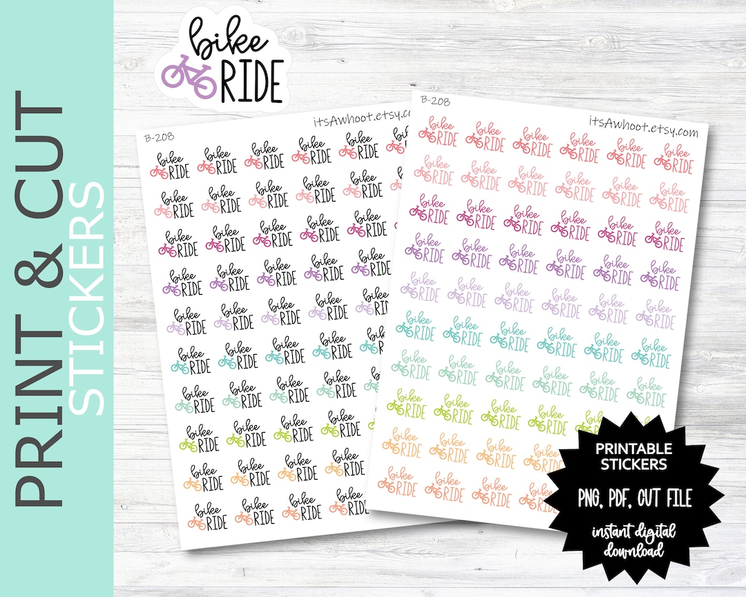 Bike Ride Script PRINT & CUT Planner Stickers (B208PC) - Etsy