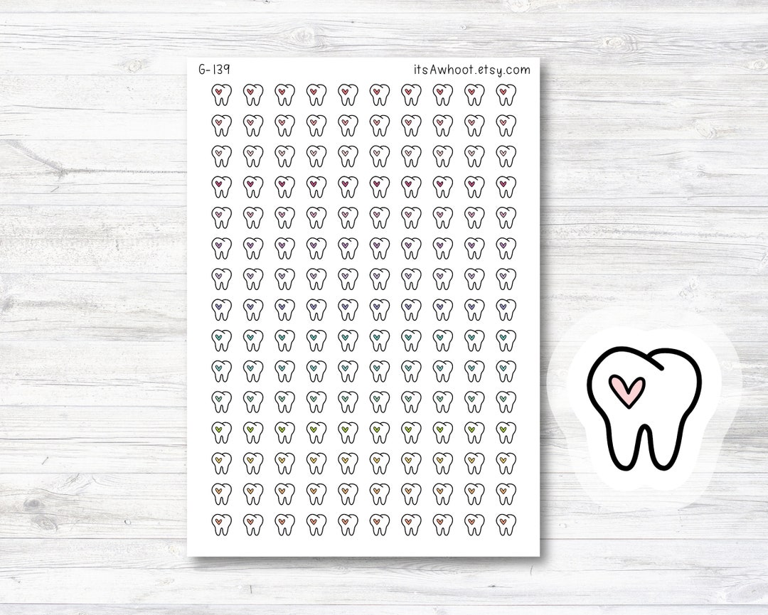 Dentist / Tooth Icon Sticker, Dentist / Tooth Icon Planner Stickers ...