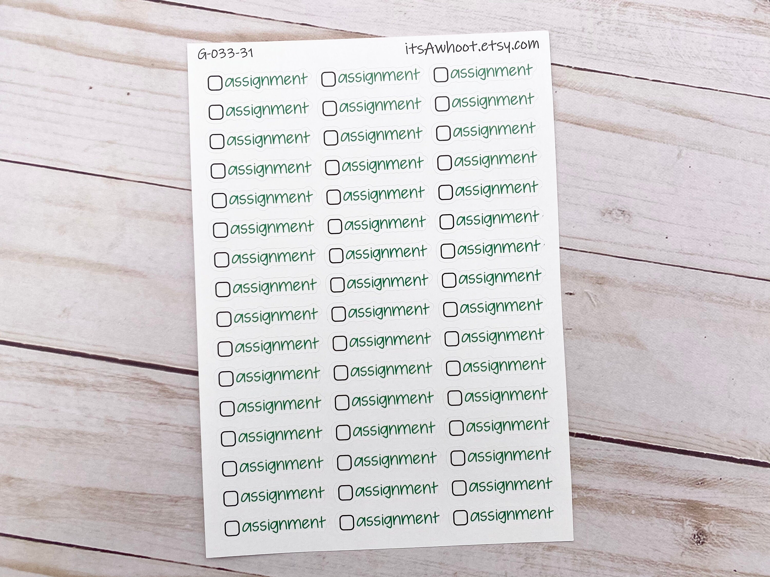 Assignment Stickers with Checkbox Planner Stickers G033 | Etsy