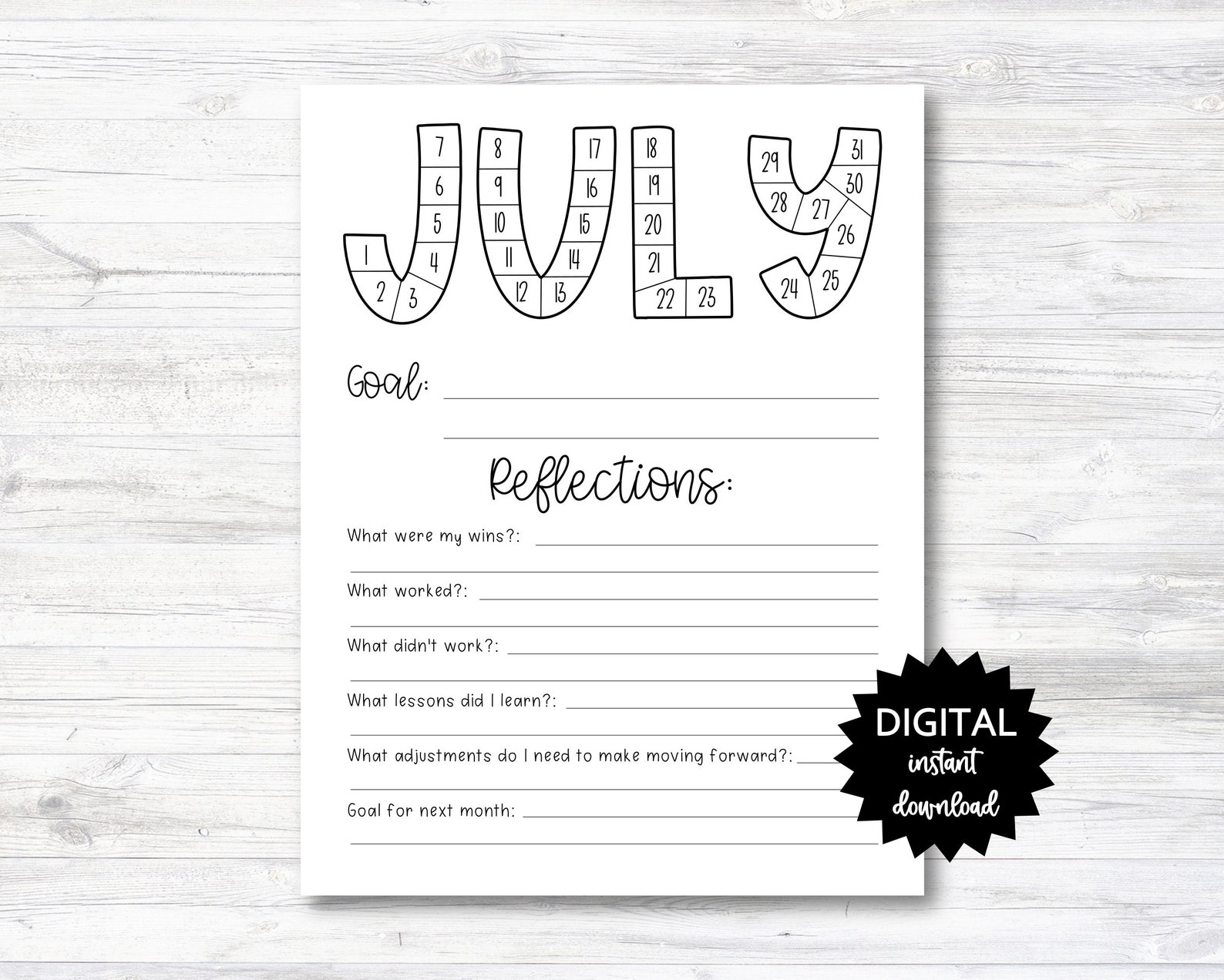 July Habit Tracker Coloring Sheet Printable Month Habit - Etsy