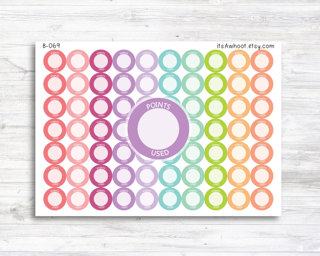 Points Used Stickers, Daily Points Used Planner Stickers (B069) - Etsy