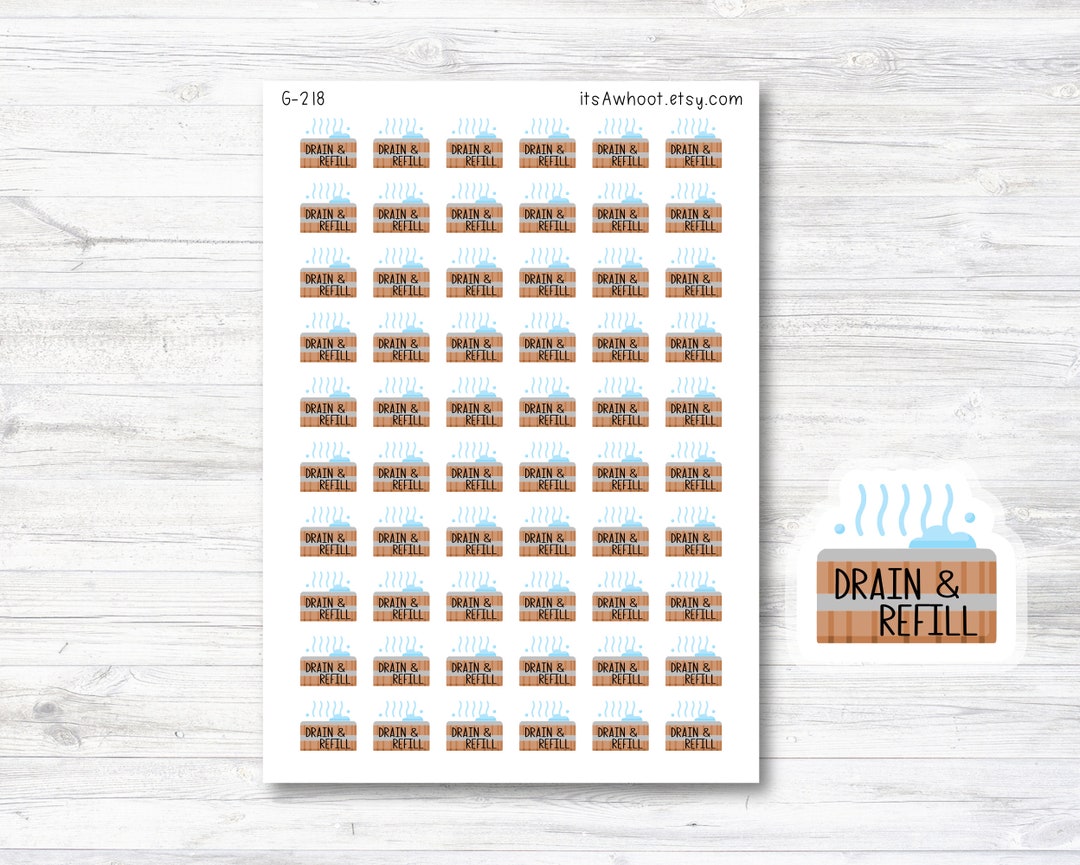 Hot Tub Planner Stickers, Hot Tub Drain & Refill Stickers (G218) - Etsy
