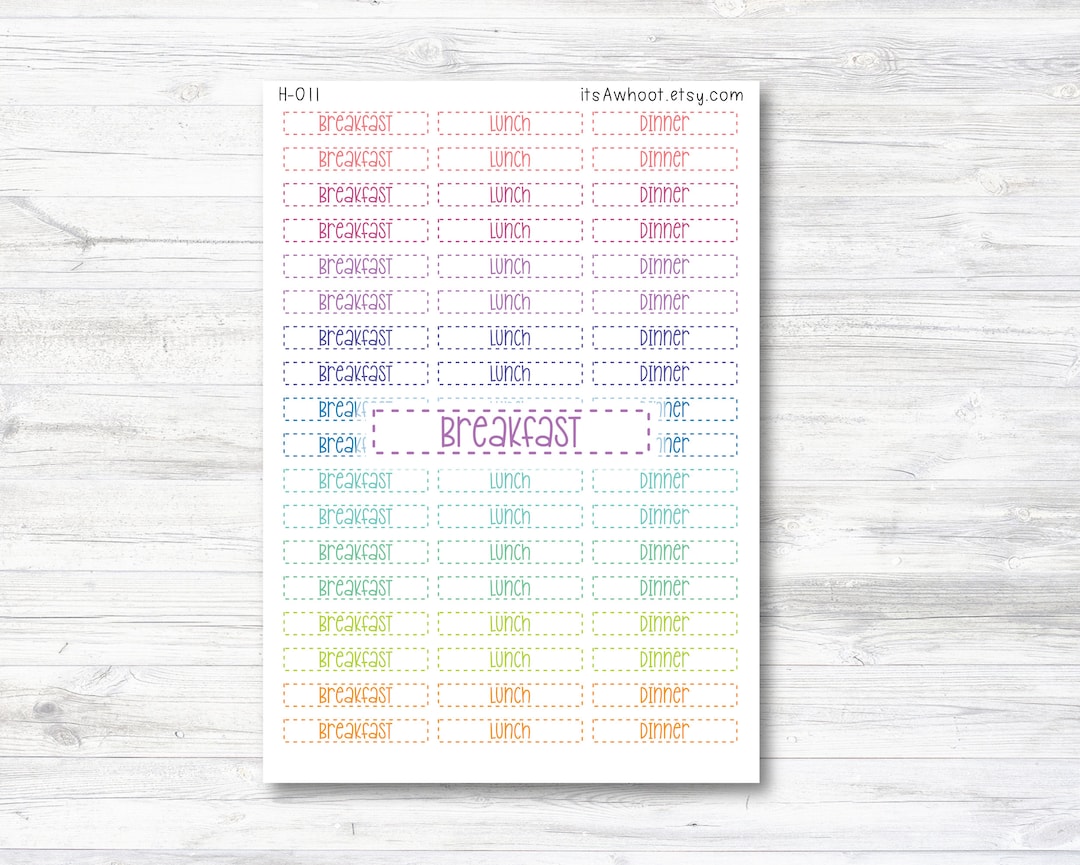 BREAKFAST, LUNCH, DINNER Header Label Stickers - Breakfast, Lunch, and ...