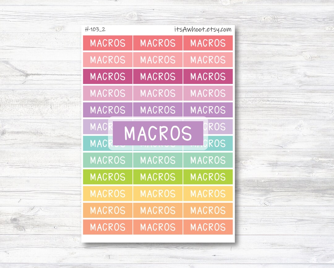 MACROS Header Label Sticker - .4" Label Planner Sticker (H103_2) - Etsy