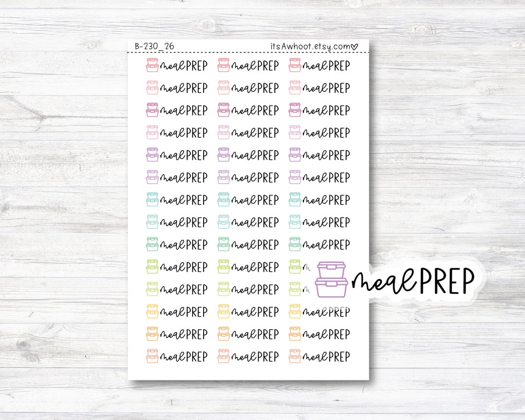 Meal Prep Script Stickers, Meal Prep Planner Stickers, Meal Prep With ...