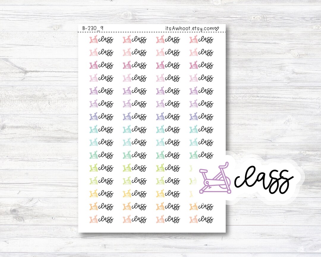 Spin Class Script Stickers, Spin Class Planner Stickers, Class With ...