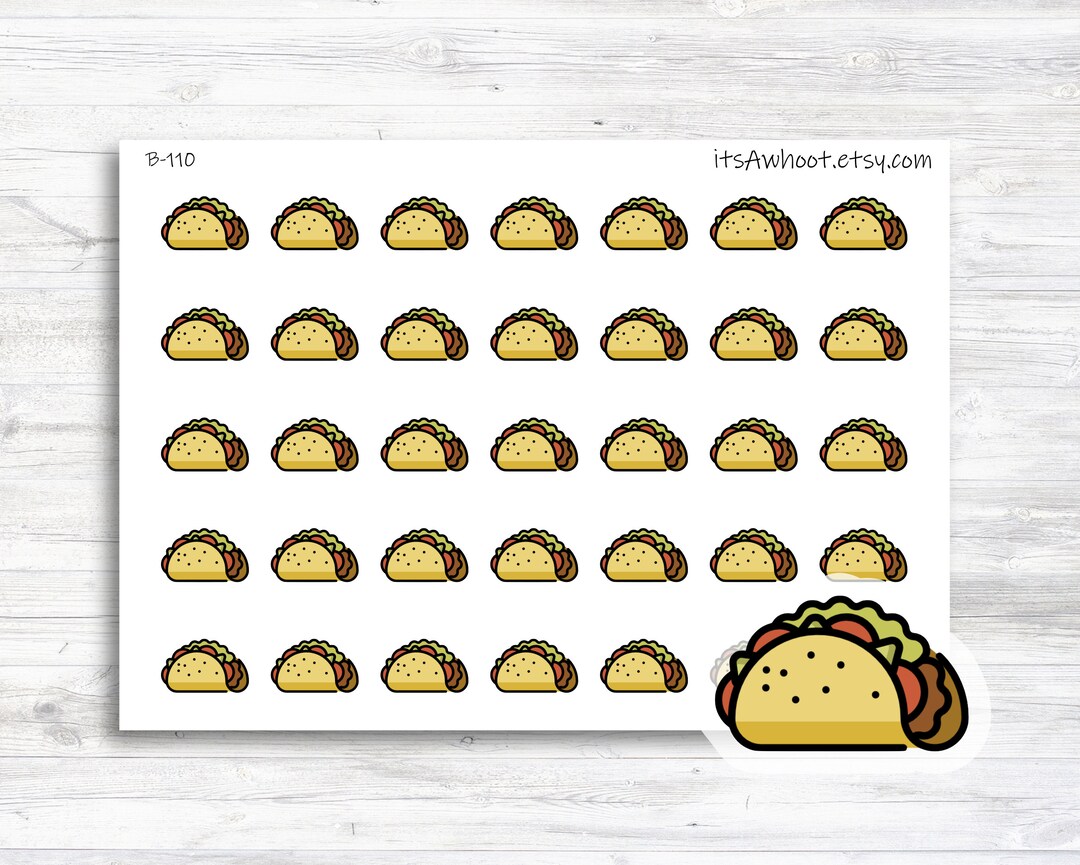 Taco Stickers Taco Icon Planner Stickers B110 - Etsy