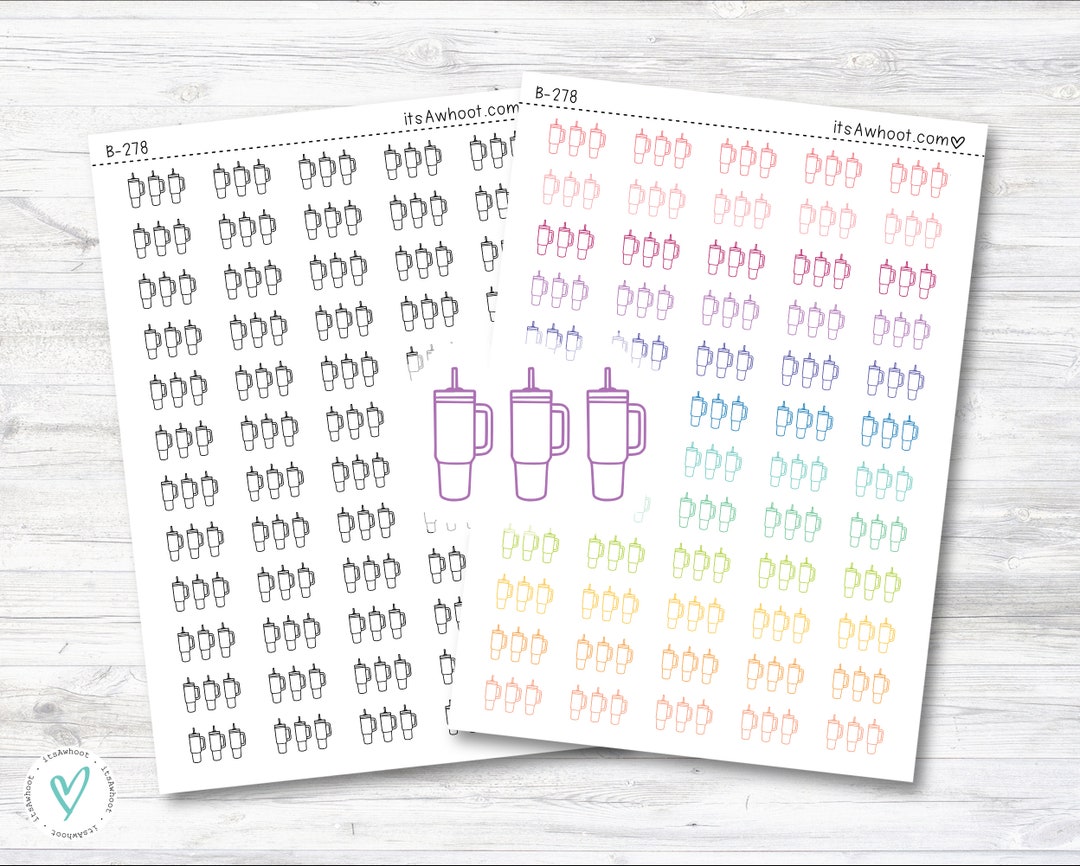 Tumbler Planner Stickers, 40 Oz Tumbler Tickers, Water Tracking ...
