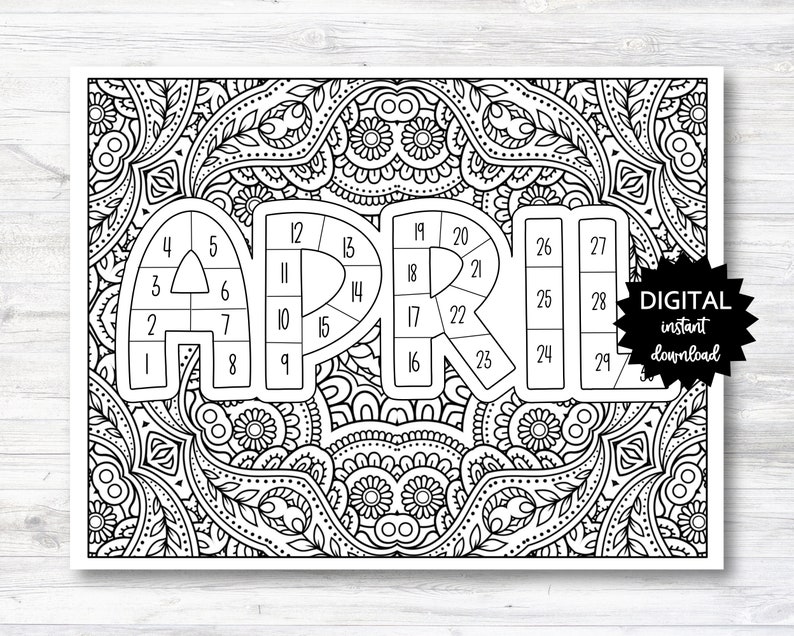 April Habit Tracker Coloring Sheet Printable, Month Habit Tracker ...