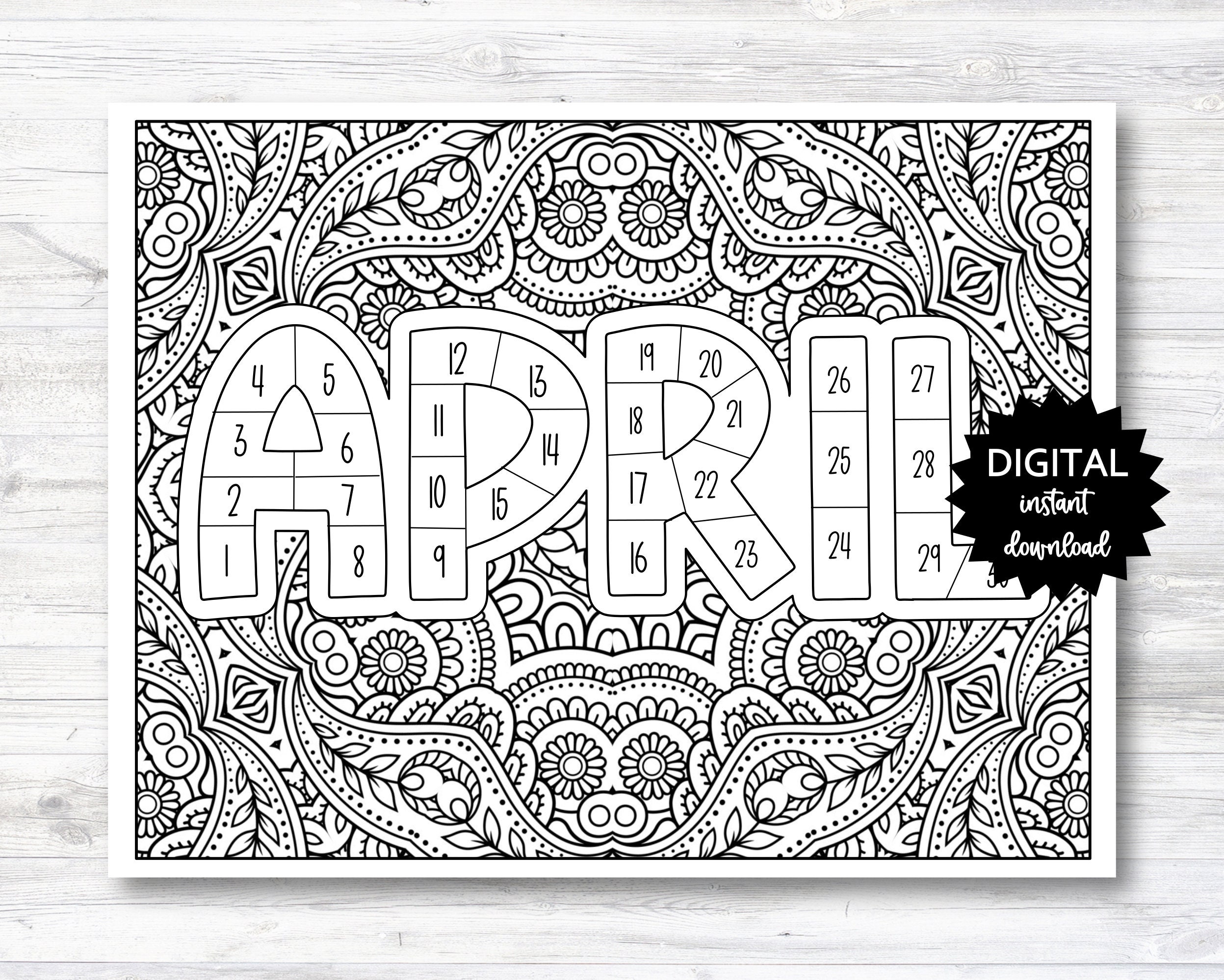April Habit Tracker Coloring Sheet Printable, Month Habit Tracker ...