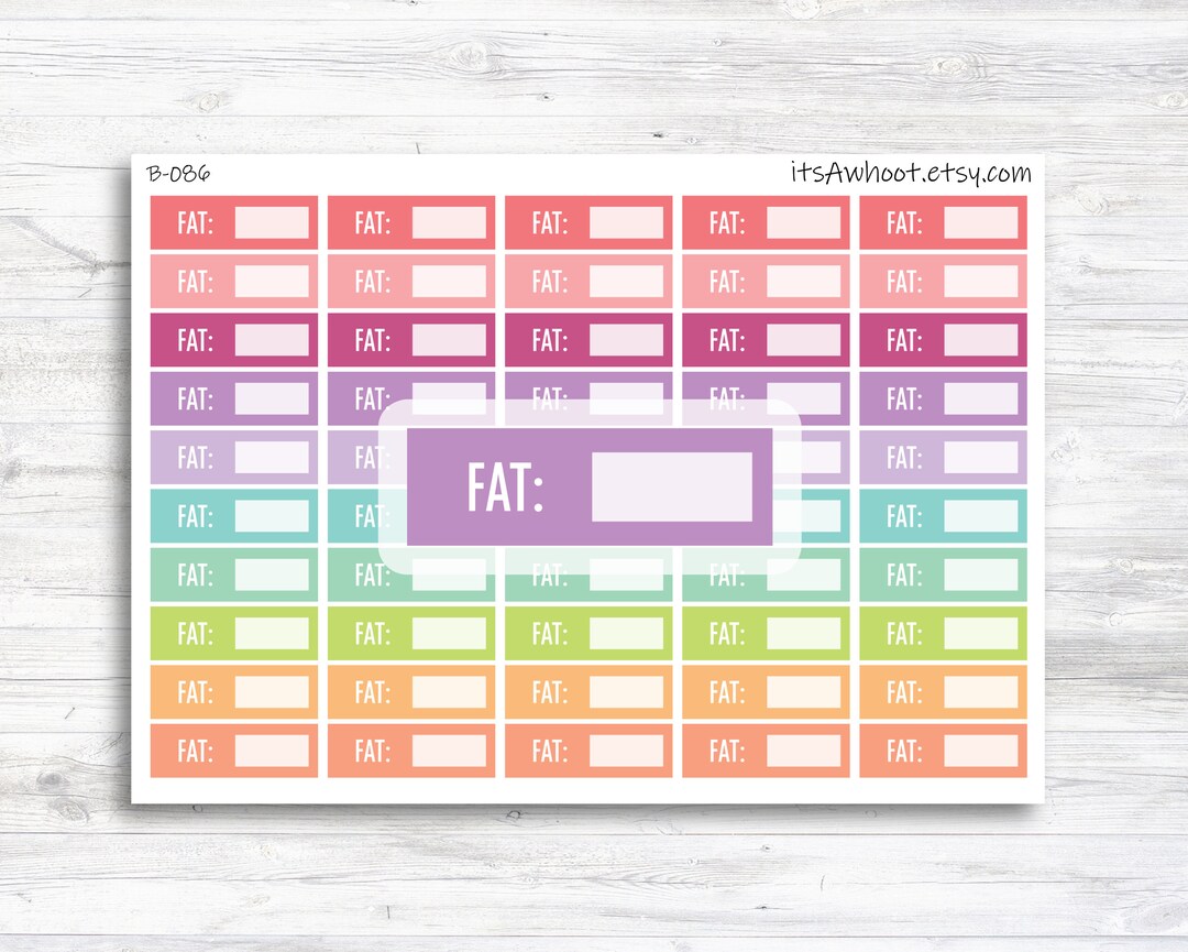 Daily Fat Tracking Stickers - Small Labels (B086) - Etsy