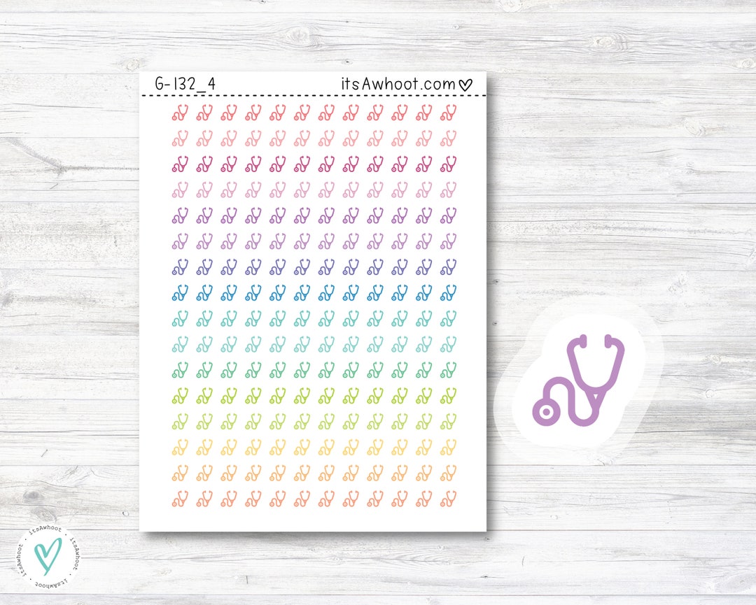Stethoscope Stickers - Mini .25" Tall - SMALL DECO SHEET (G132_4) - Etsy