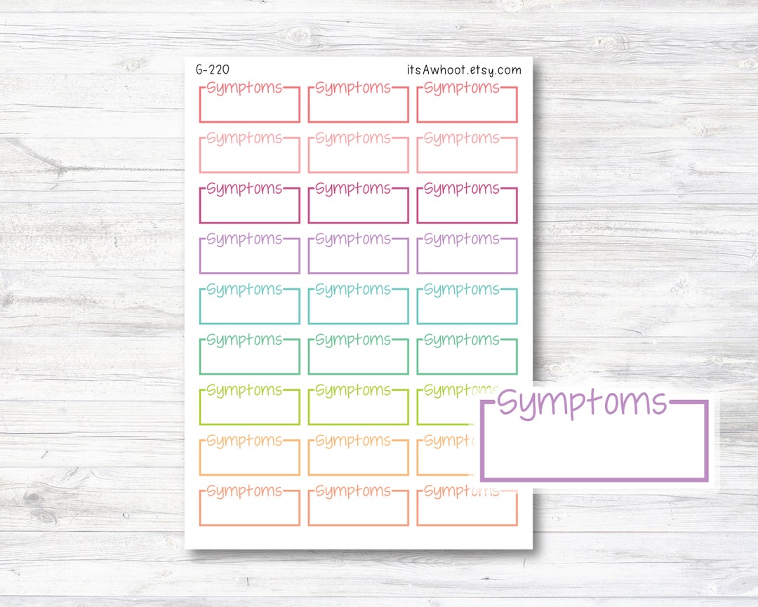 SYMPTOMS Planner Stickers, Symptoms Box Label Sticker (G220) - Etsy