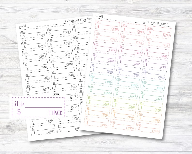 Bill Due Planner Stickers, Bills Due, Bills Paid Stickers, Bill Amount ...