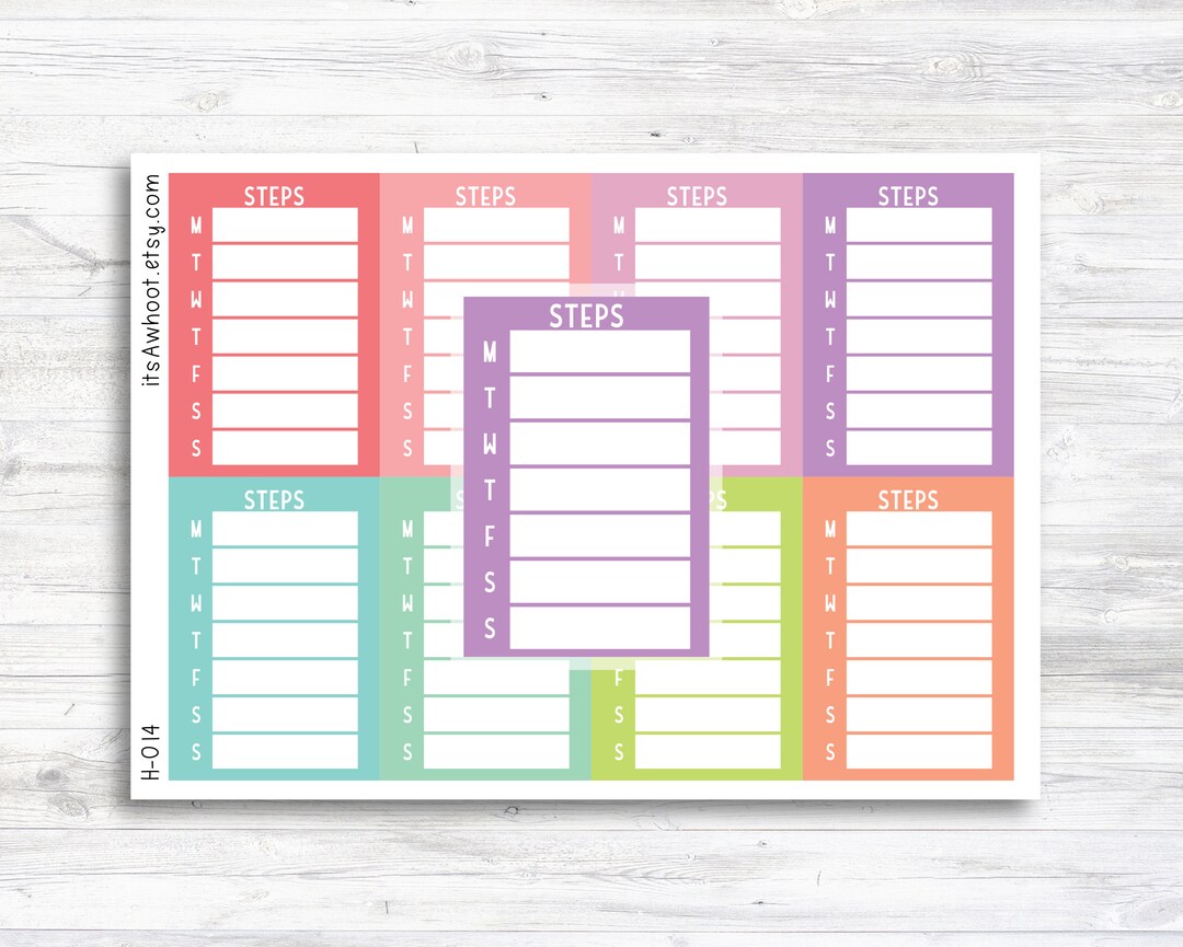 STEPS Planner Stickers, Sidebar Tracker Stickers (H014) - Etsy